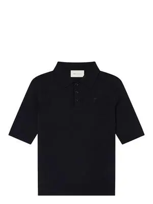 Ami Logo-embroidered Cotton Polo Shirt - Black