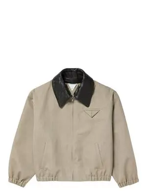 Bottega Veneta Intrecciato Leather-trimmed Wool-twill Blouson Jacket - Neutrals