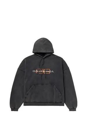 Balenciaga Logo-print Washed Cotton-jersey Hoodie - Gray