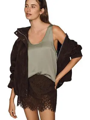 AFRM Presley Lace Mini Skirt - Espresso