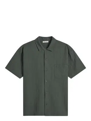 You Must Create Organic Seersucker Malick Shirt - Dark Green