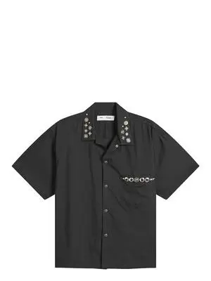 Toga Plain Weave Metal Short Sleeve Shirt - Black