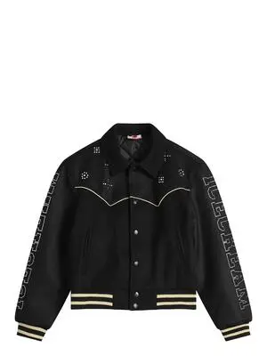 ICECREAM Western Crystal Varsity Jacket - Black