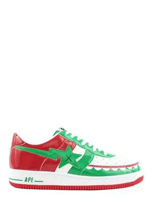 A BATHING APE Sta Low Kaws Chompers Sneakers - White/green/red