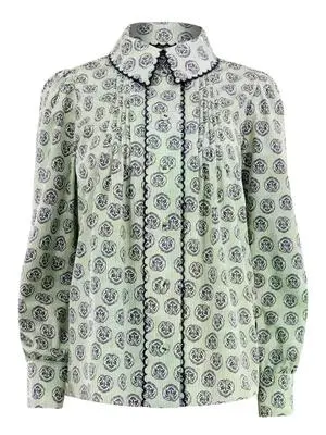 Hunter Bell James Pleated Bird-print Shirt - Green