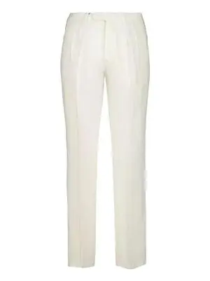 Boglioli Linen Straight Trousers - Neutrals