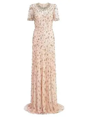 Jenny Packham Beaded Maxi Dress - Pink
