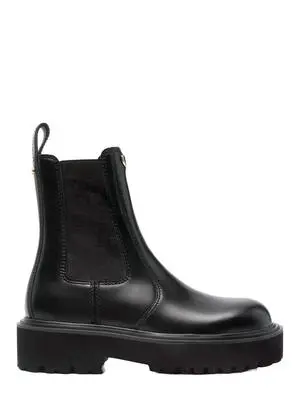 Maje Leather Platform Boots - Black