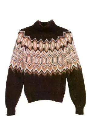 Maje Geometric-pattern Sweater - Brown
