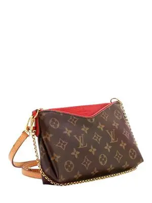 LOUIS VUITTON Pallas Monogram Canvas Leather Clutch Bag - Brown