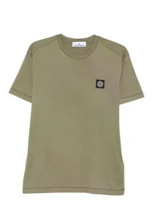 Stone Island Crew-neck Logo-patch T-shirt - Green