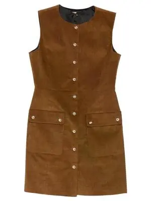 Maje Sleeveless Corduroy Dress - Brown