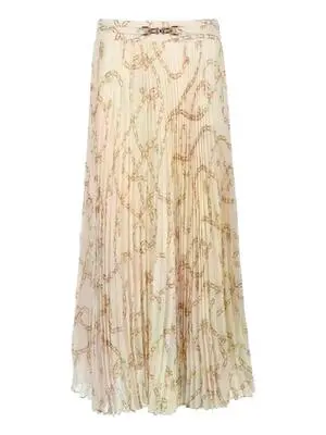 Zimmermann Chain-print Pleated Skirt - Neutrals