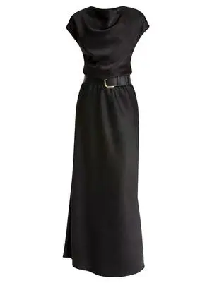 Vince Cowl-neck Belted Dress - Black