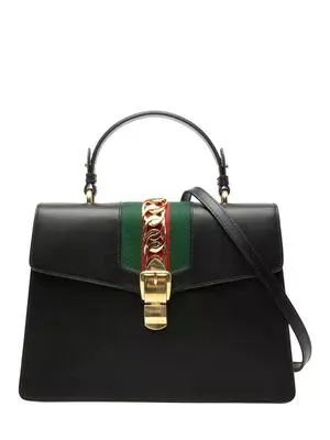 Gucci 2016-2026 Medium Leather Sylvie Top Handle Satchel - Black