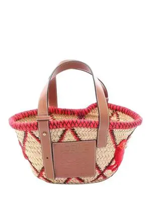 Loewe Small Raffia Anagram Basket Tote Handbag - Brown