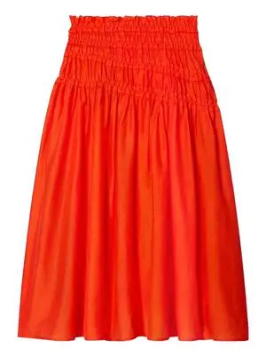 Tory Burch Shirred-detail Midi Skirt - Orange