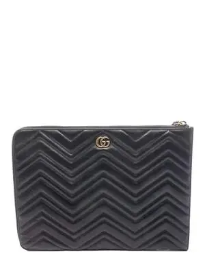 Gucci 2016-2026 Gg Marmont Portfolio Clutch Bag - Black