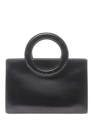Celine 2000-2010 Leather Circle Logo Handbag - Black