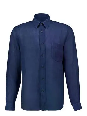 120% Lino Pocket Long-sleeve Shirt - Blue
