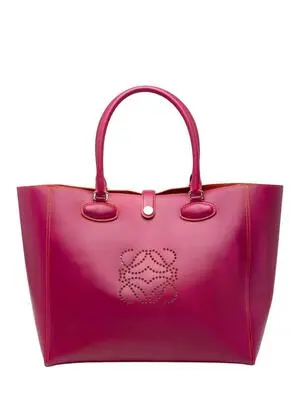 Loewe 2014 Leather Perforated Anagram Leo Tote Bag - Pink