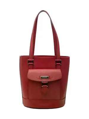 Burberry 2000-2017 Leather Tote Bag - Red