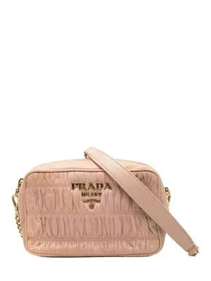 Prada 2000-2025 Nappa Gaufre Camera Crossbody Bag - Brown