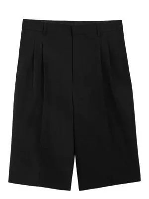 Ami Pleated High-waist Bermuda Shorts - Black