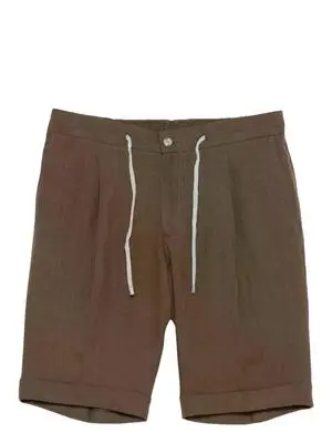 BARBA NAPOLI Drawstring Pleated Shorts - Brown