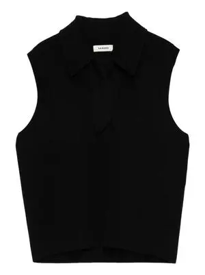 Sandro Buttoned Sleeveless Top - Black