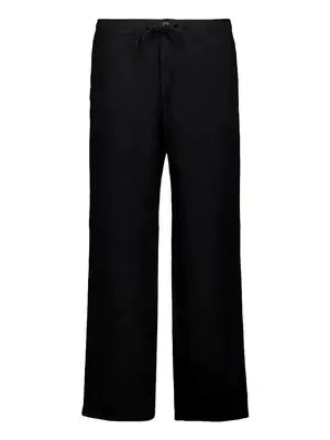 120% Lino Drawstring Trousers - Black