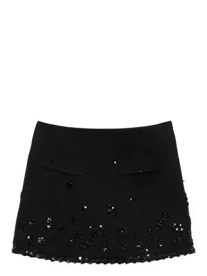 Maje Sequin-embellished Flap-pocket Skirt - Black
