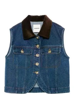 Sandro Denim Gilet - Blue