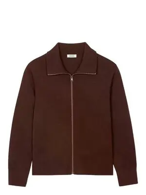SANDRO High-Neck Zip-Up Cardigan
