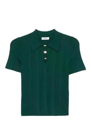 Sandro Jersey Polo Top - Green