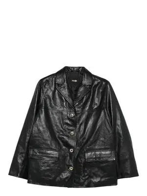 Maje Single-breasted Leather Blazer - Black