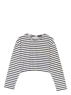 Maje Striped Long-sleeved T-shirt - White