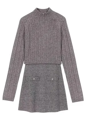 MAJE Layered Mini Sweater Dress