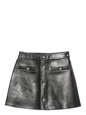 Maje Button-fastening Leather A-line Skirt - Black