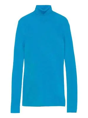 Maje Roll-neck Ribbed Top - Blue