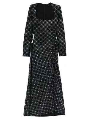 Maje Square-neck Patterned Dress - Black