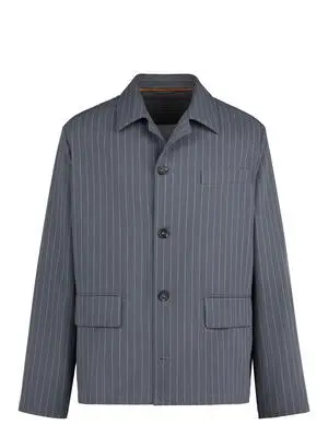 TOD'S Overshirt In Pinstripe Wool - Grey