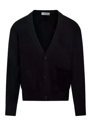 LARDINI Buttoned V-neck Cardigan - Black
