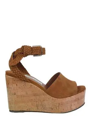 JIMMY CHOO Braided-strap Platform Wedge Sandals - Brown