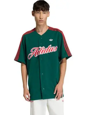Adidas Summer League Varsity Baseball Jersey - Collegiate Green / Better Scarlet