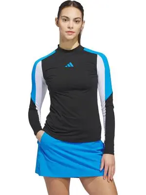 Adidas Beyond Color Block Long Sleeve Mock Neck Top - Lucid Ray Blue