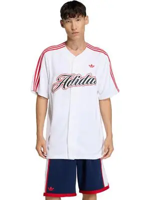 Adidas Summer League Varsity Baseball Jersey - White / Better Scarlet