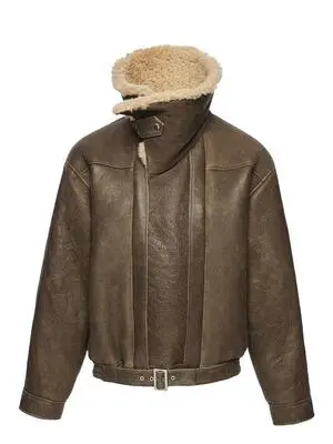 MAGDA BUTRYM Shearling Aviator Jacket Brown