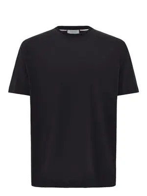 Canali Lisle Cotton T-shirt With Double Collar - Black