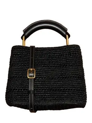 ME+EM Raffia Mini Constructed Day Bag - Black